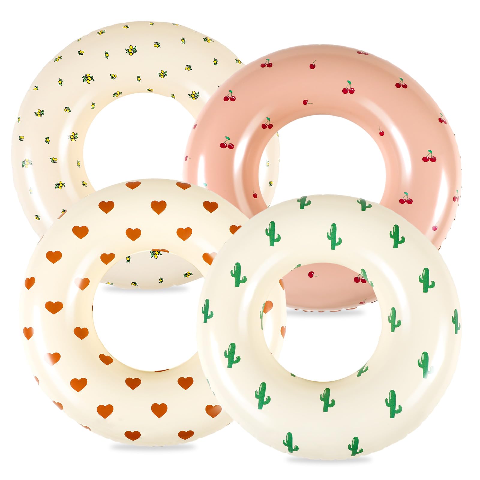 Wettarn 4 Pcs Pool Tubes with Fun Prints Inflatable Floats Swimming ...