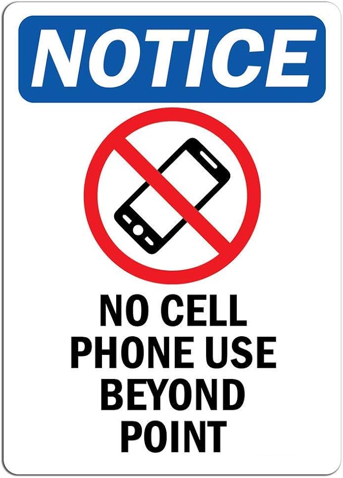 Amazon.com: Funny Vintage Metal Wall Tin Sign 16x12Inch,Notice-No Cell ...