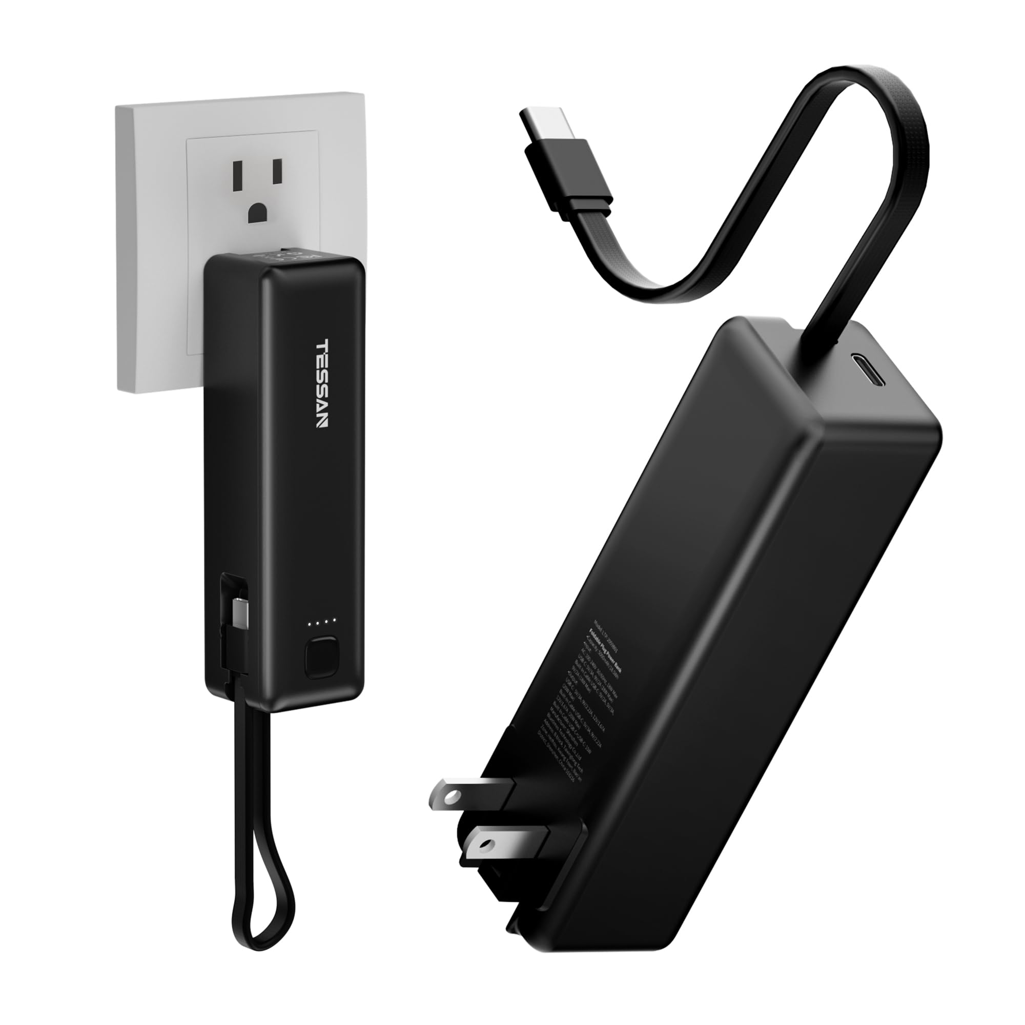 TESSAN Portable Charger Power Bank, 3 in 1 Battery Pack 20W Fast ...