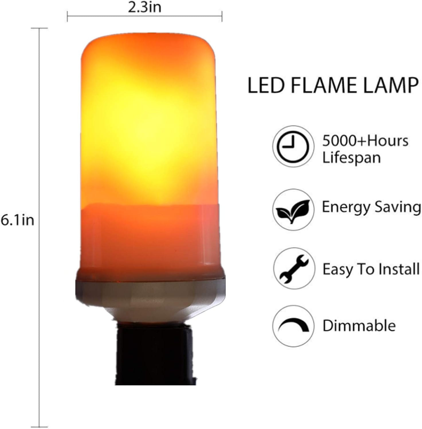 Flame Bulb LED Flame Flickering Effect Fire Light with 4 Lighting Modes ...