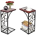 Amazon.com: Yaheetech C Shaped End Table Set of 2 Sofa Side Tables for Living Room, Couch Tables ...