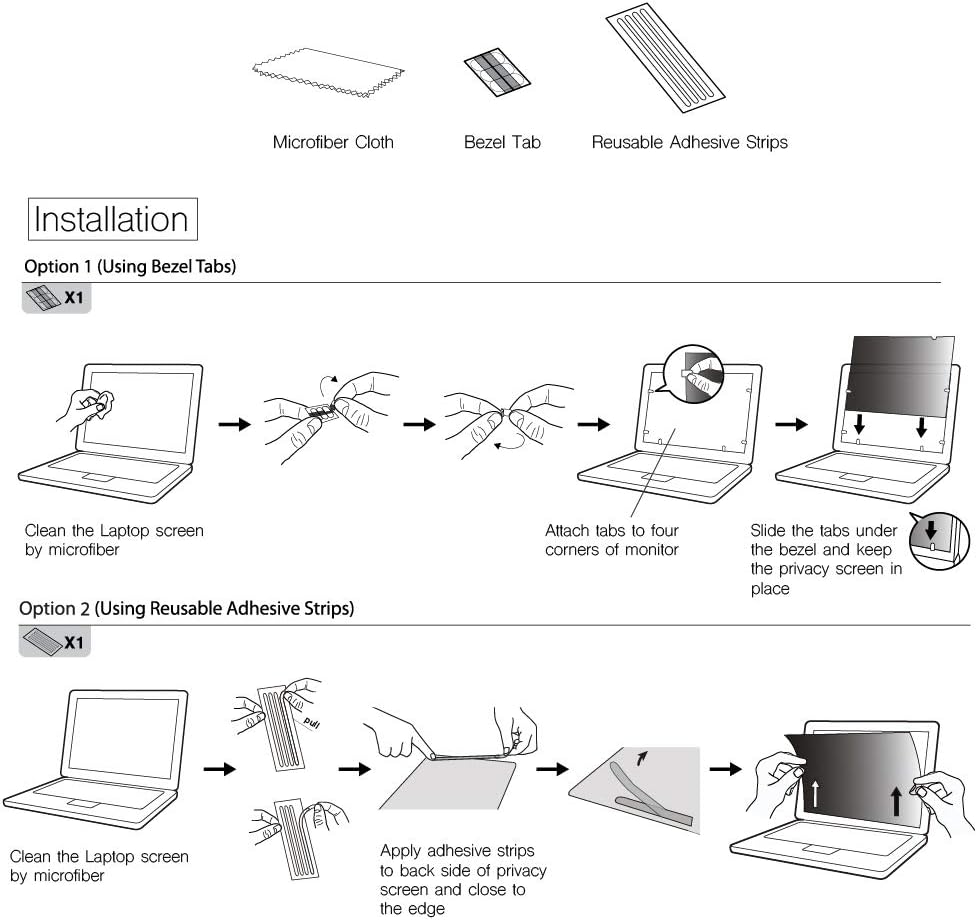 SenseAGE Privacy Screen Adhesive Plastic Tabs and Strips, Replacement ...