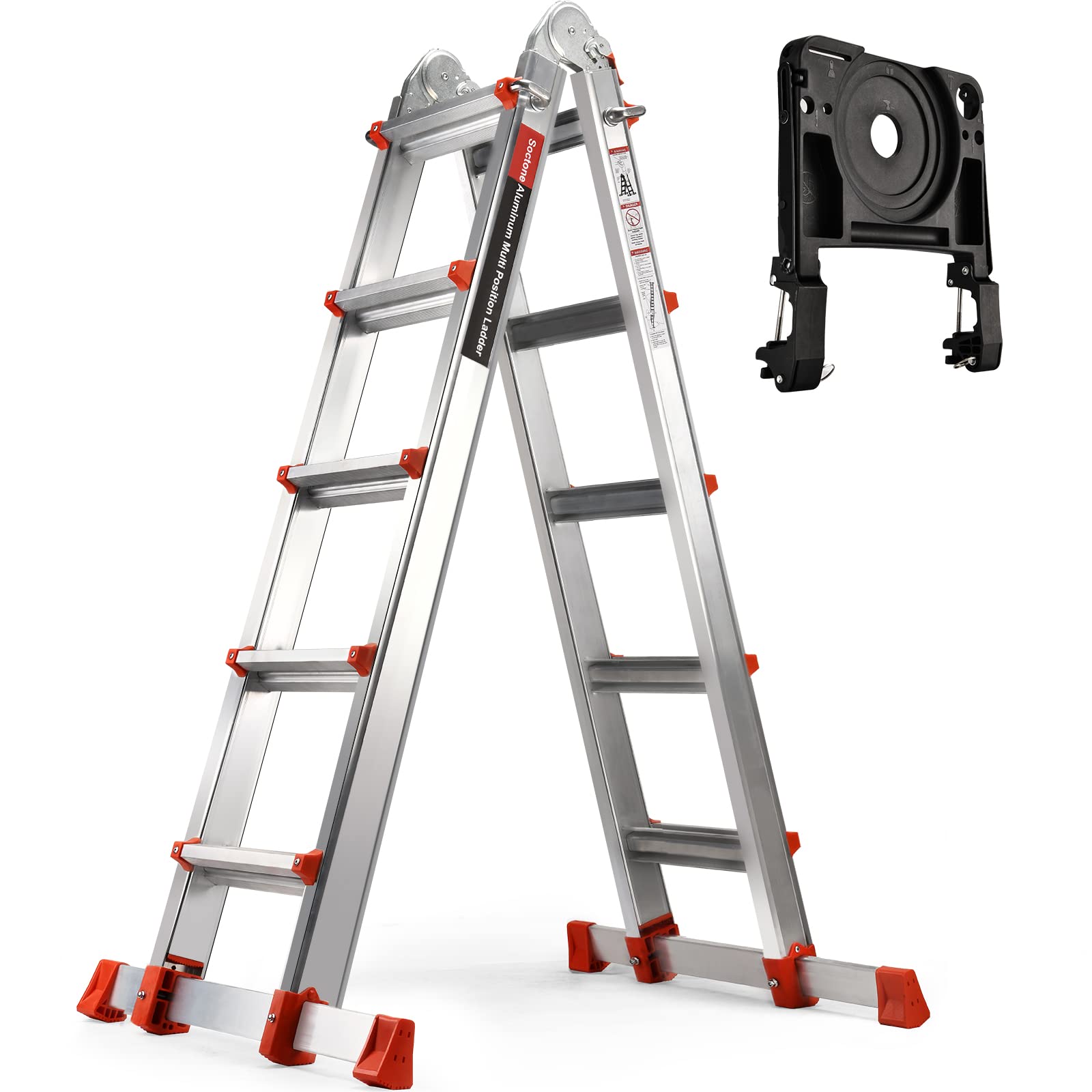 Mua Soctone Ladder, A Frame 5 Step Extension Ladder, 19 Ft with Multi ...