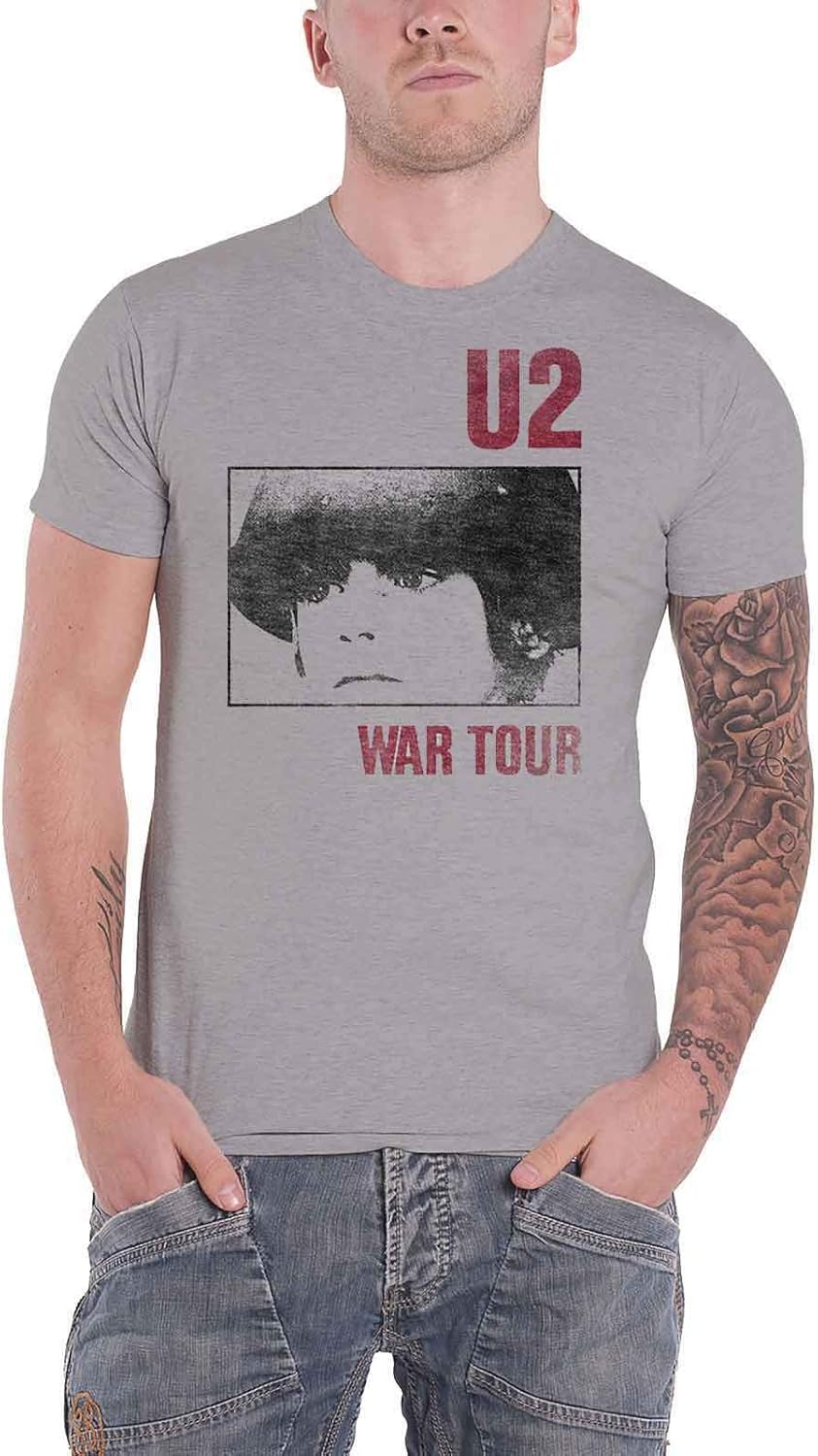 U2 T Shirt War Tour Band Logo New Official Mens Grey: Amazon.co.uk ...