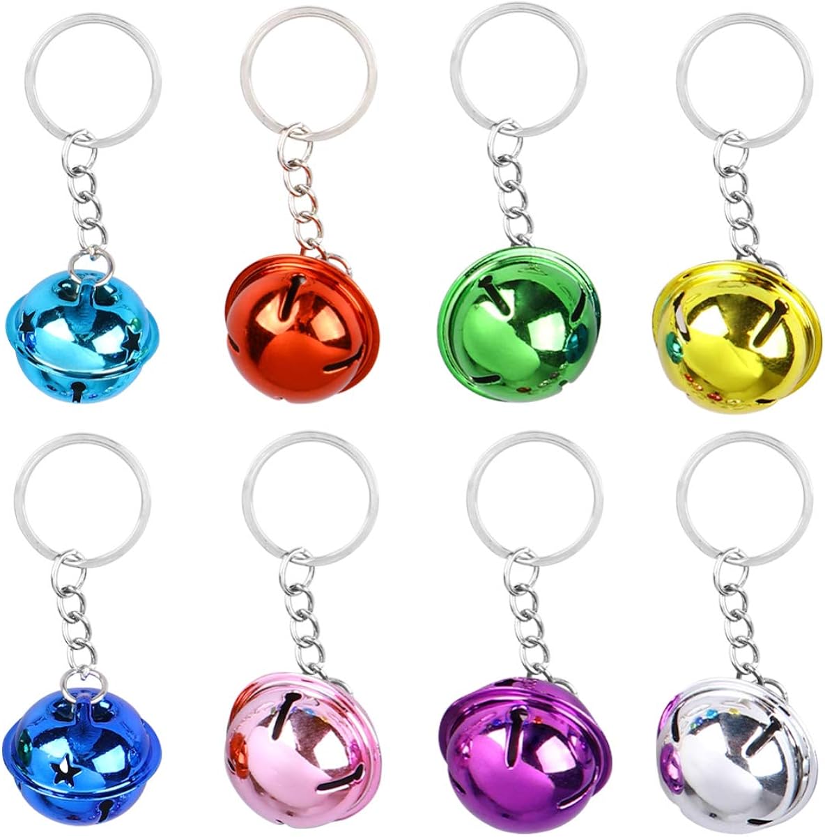 KESYOO 20pcs Jingle Bell Keychains Colorful Ring Bell Keyrings ...