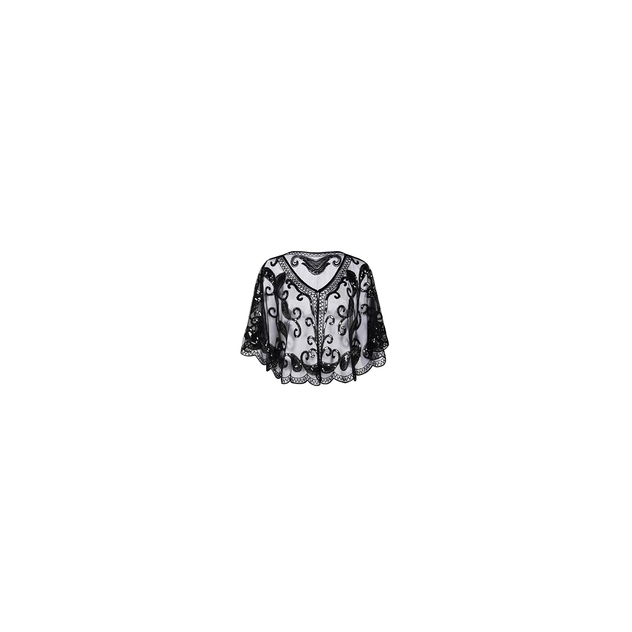 Kayamiya Women's 1920s Flapper Cape Sequin Inspired Beaded Evening ...