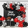 Amazon.com: Red and Black Silver Balloon Arch Garland kit 150Pcs Red and Black Latex Chrome ...