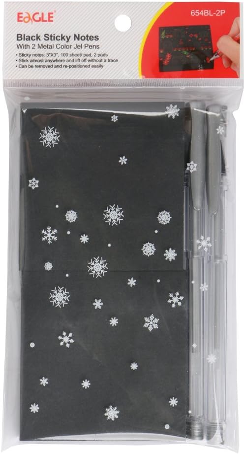 Eagle Black Sticky Notes, 3X3 Inch, 100 Sheets/Pad, 2 Pads, Plus 2 ...