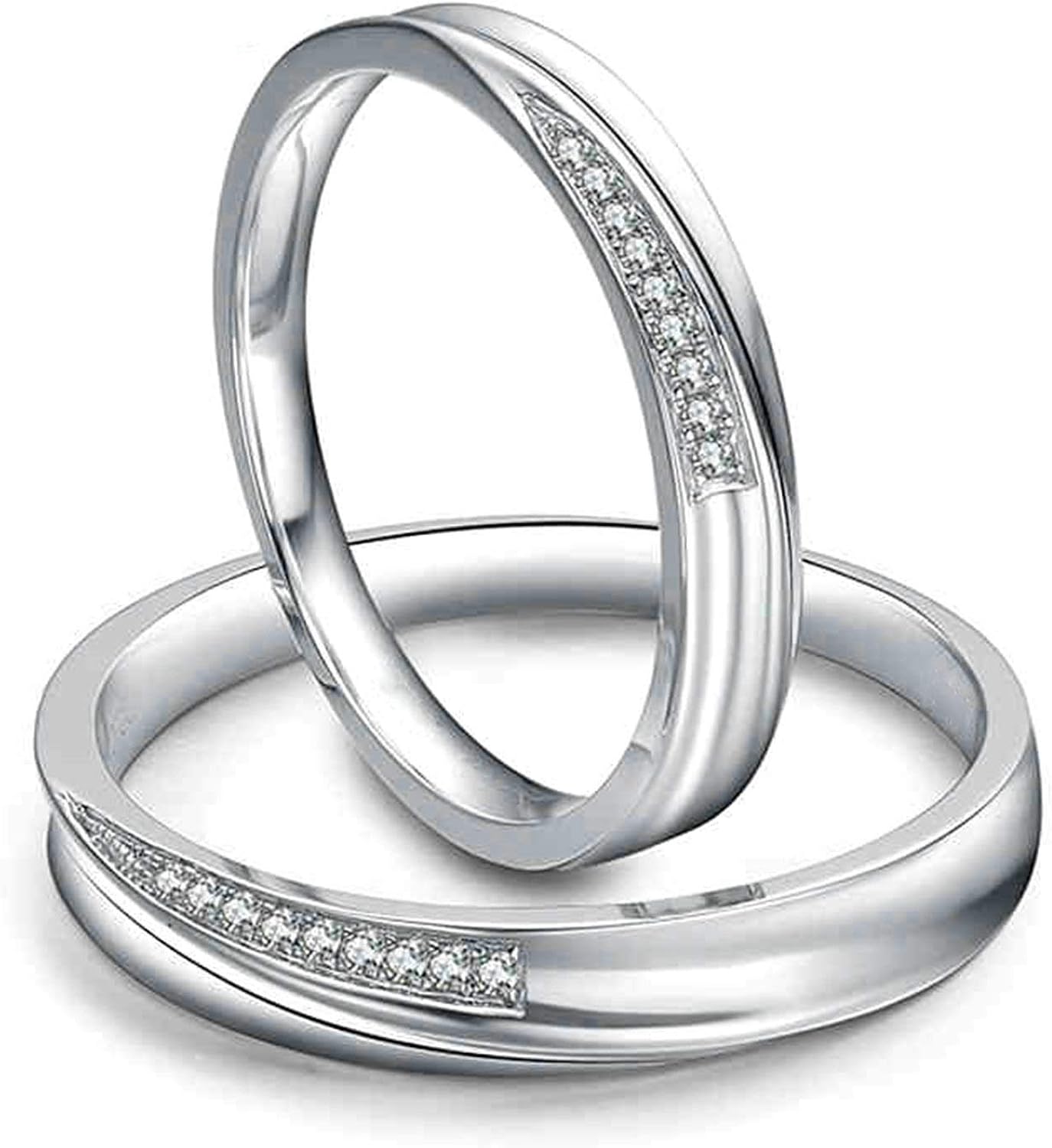 Bishilin Marrige Rings for Womens and Mens 18K White Gold Women Size J ...