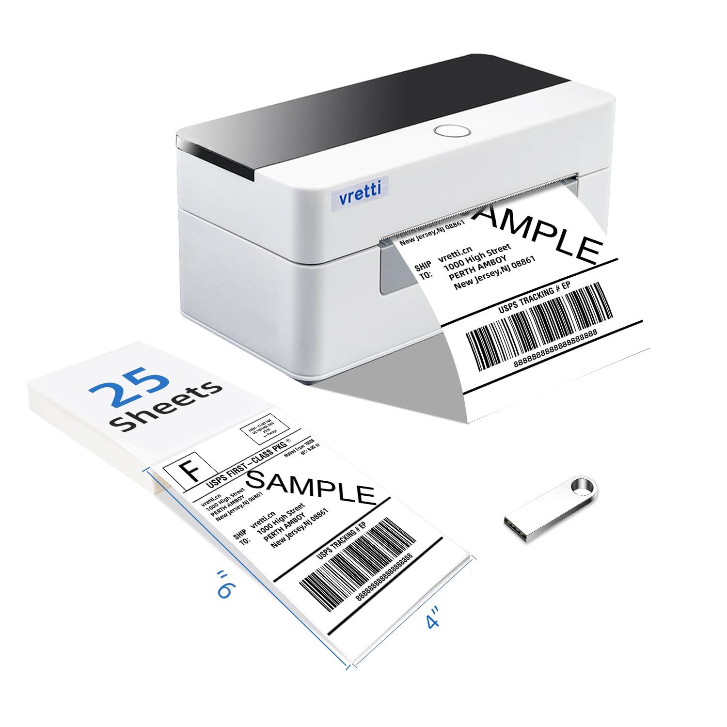 vretti Shipping Label Printer-USB 4×6 Thermal Label Printer,Support ...