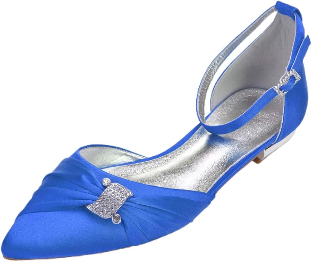 Flache Hochzeitsschuhe für Damen, mit Knöchelriemen, Strass, Dorsay ...