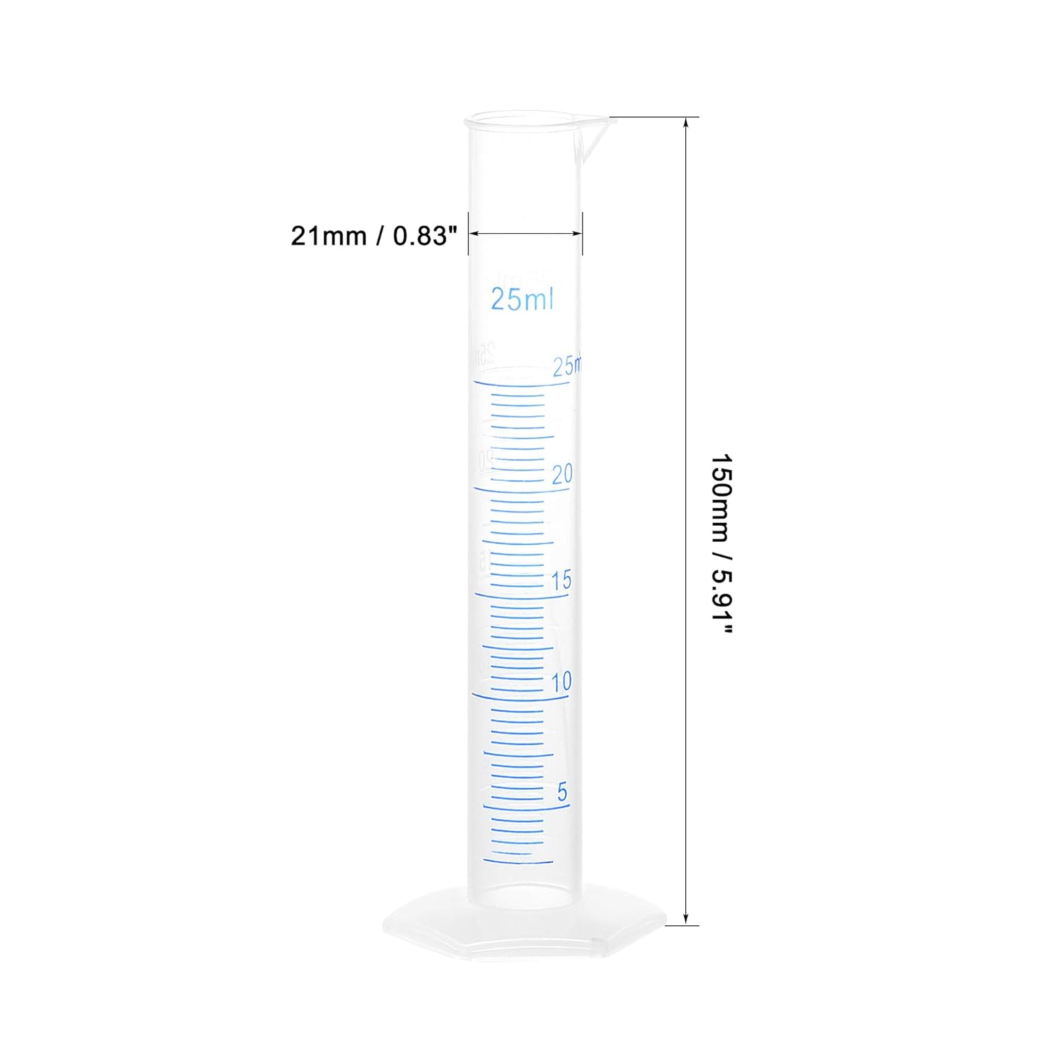 sourcing map Plastic Graduated Cylinder, 25ml Measuring Cylinder ...
