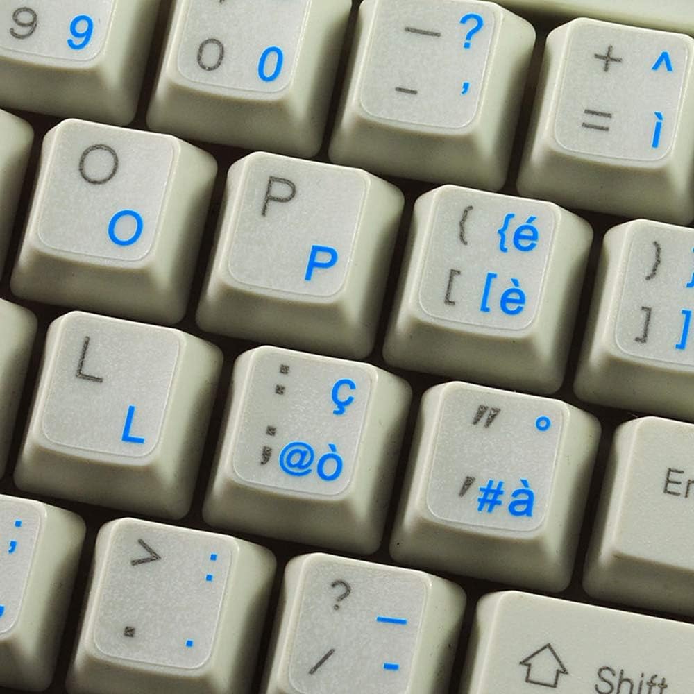 Amazon.com: Italian Keyboard Stickers with Blue Lettering ON ...