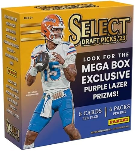 2023 Panini Select Draft Picks Football 6 Pack Mega Box With 48 Cards ...