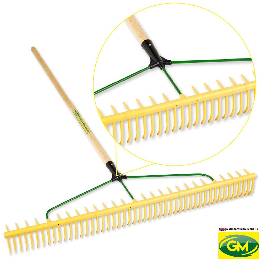 Garden GroundMaster 48-Tine Polyproylene Rake 60 Hardwood Shaft Durable ...