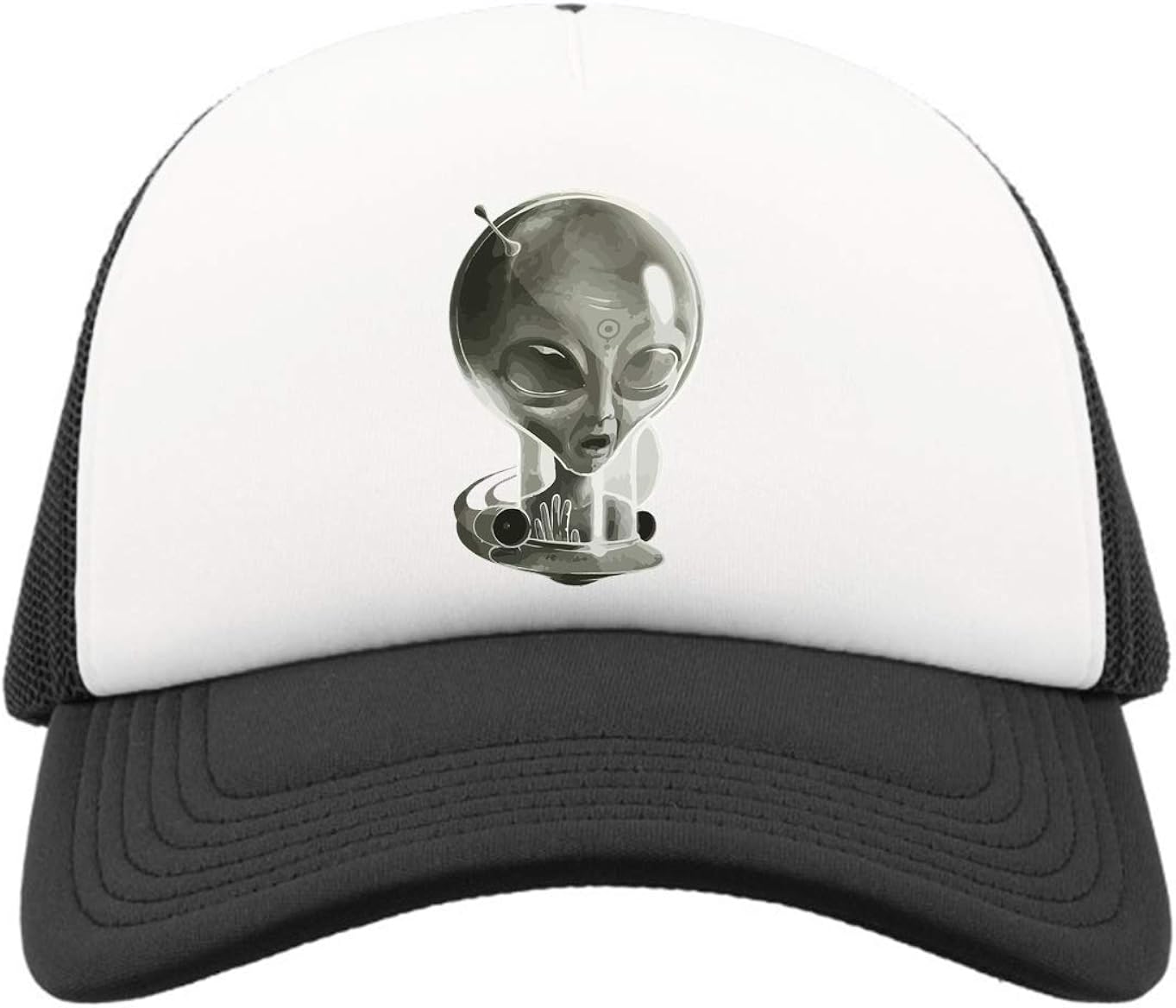 Funny UFO Huge Head Alien Half Mesh Trucker Cap Baseball Hat Snapback ...
