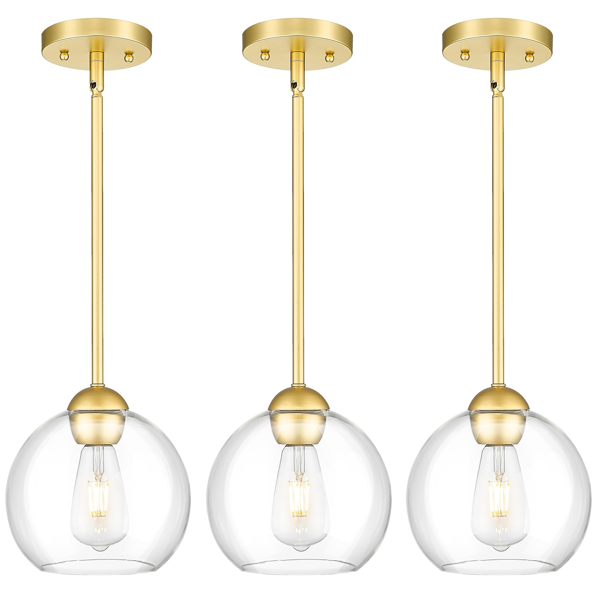 Emak 3 Pack Pendant Lights Kitchen Island, Gold Pendant Light Fixtures ...