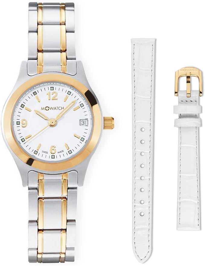 M WATCH Swiss Made Lady Chic Damenuhr, Weisses Zifferblatt mit Datum ...