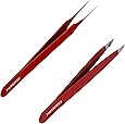 Amazon.com : Tweezees Precision Red Stainless Steel Tweezers ...