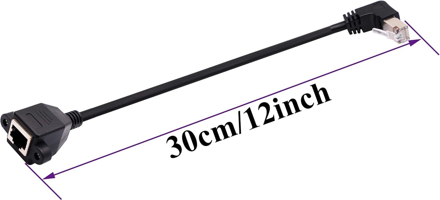 AAOTOKK 90 Degree Cat 6 Ethernet Cable Left Bend Angle RJ45 Male to ...