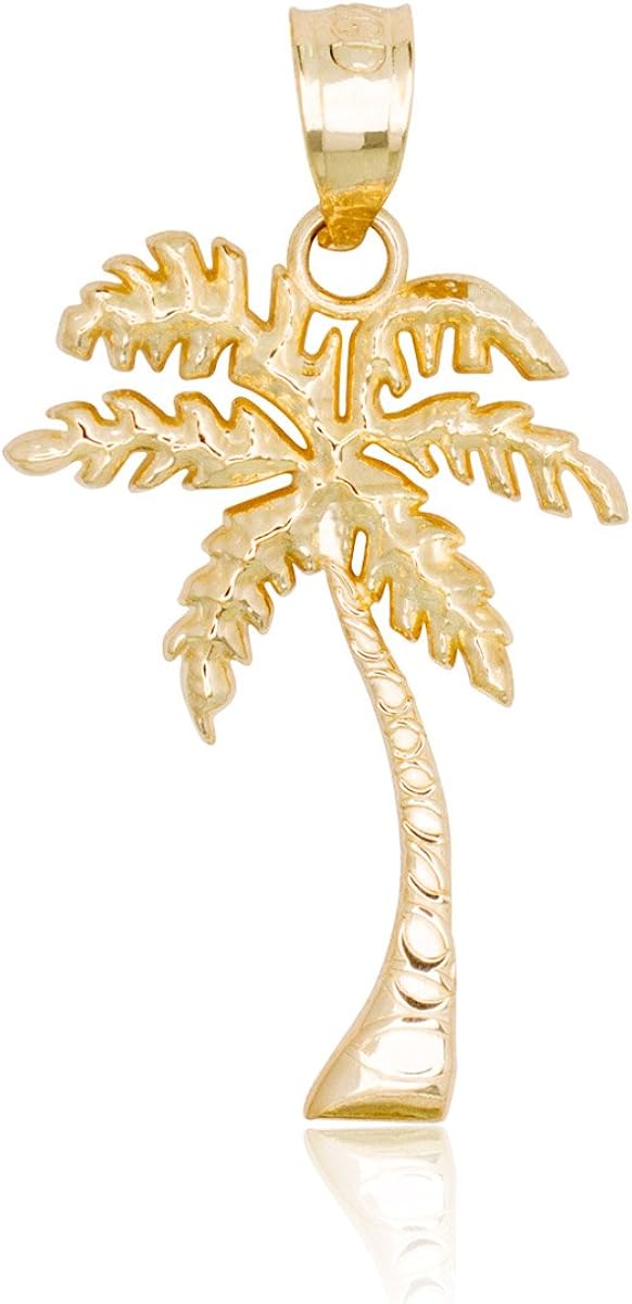Amazon.com: Honolulu Jewelry Company 14k Yellow Gold Palm Tree Necklace ...