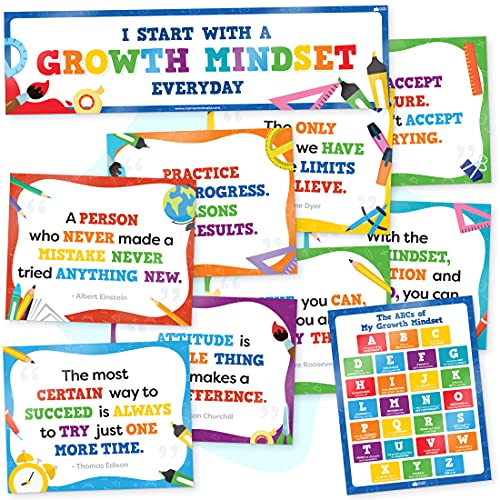 Growth Mindset Posters for Classroom Bulletin Board Sets 10pc - Back to ...