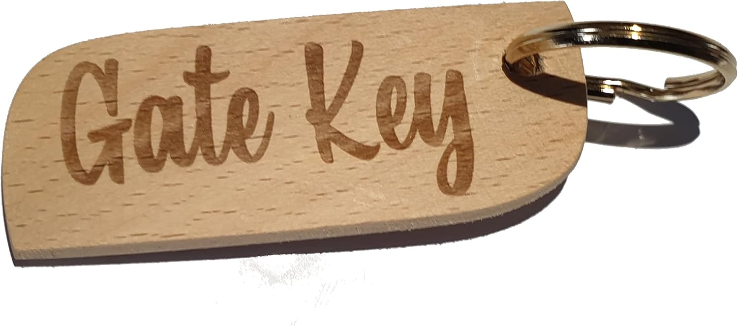 Gate Key Keyring Gift - Name Key Ring - Engraved Hardwood Keyring ...