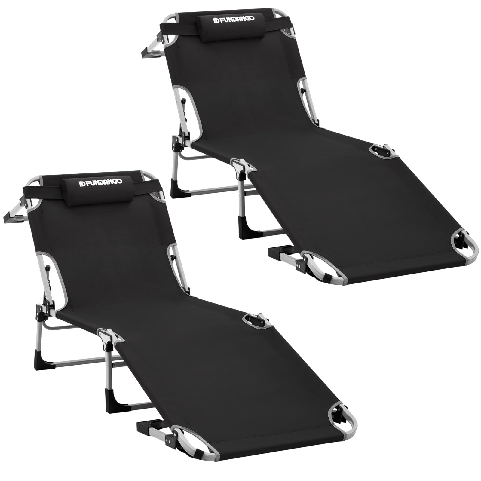 FUNDANGO 2 Pack Extra Wide Folding Lounge Chairs for Outside, Oversize ...