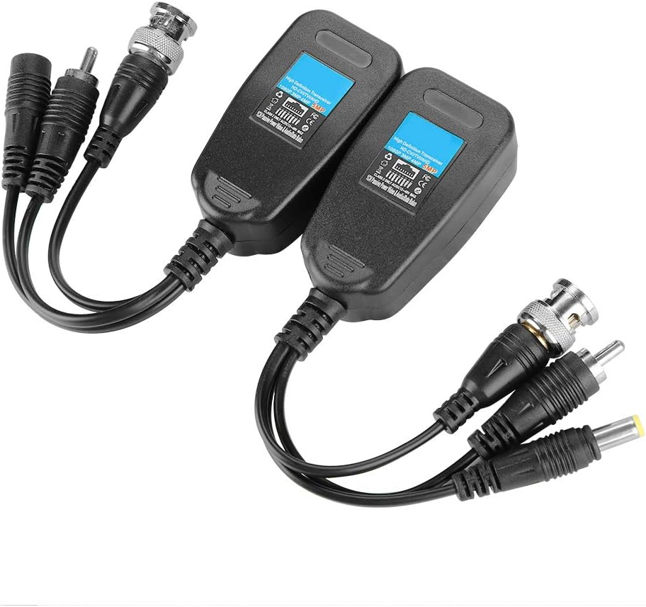2Pcs Video Balun Network Transceiver with Video Audio Power Connectors ...