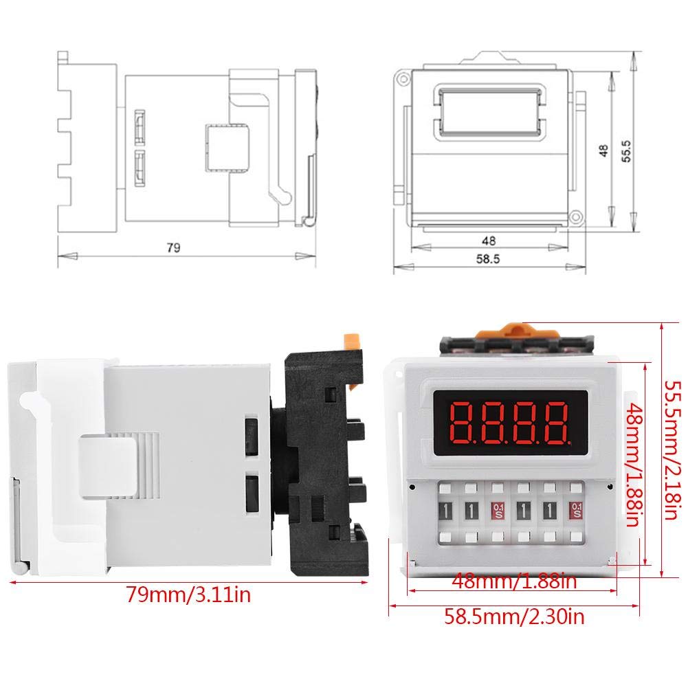 Time Delay Relay, AC/DC 24-240V ZYS48-S Timer Switch Cycle Relay ...