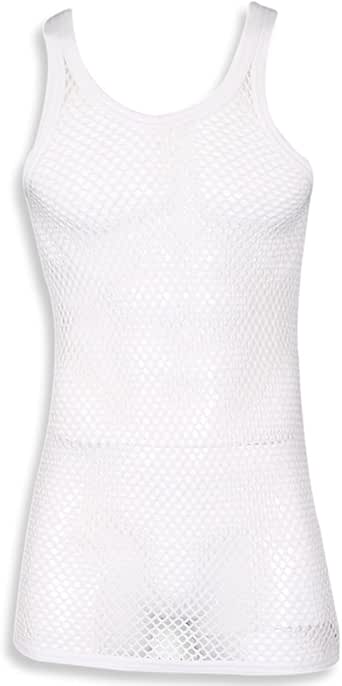 Amazon.com: Mens String Mesh Vest Fitted 100% Cotton Gym Training Tank ...