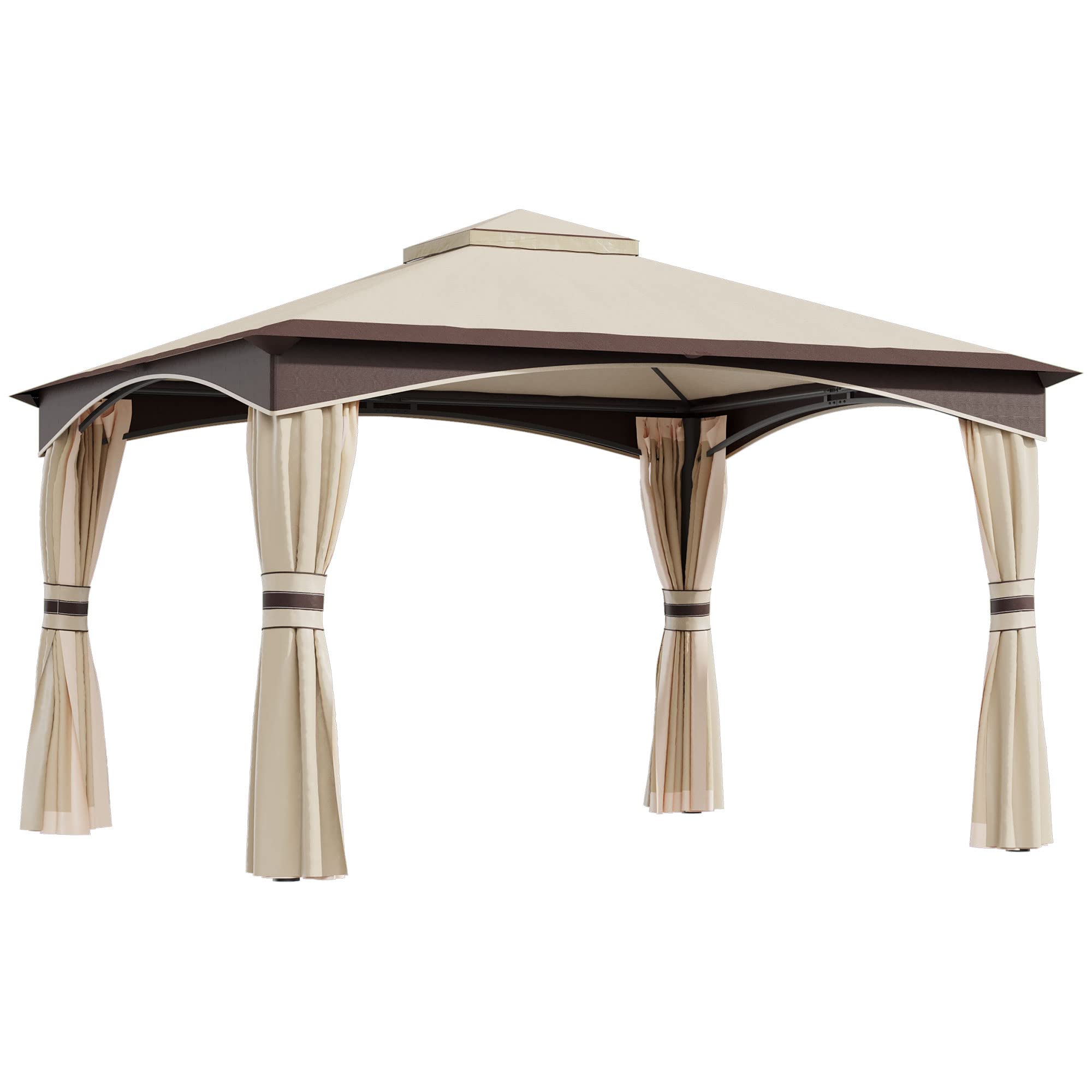 Outsunny 10' x 12' Outdoor Gazebo with Netting and Curtains, Patio ...