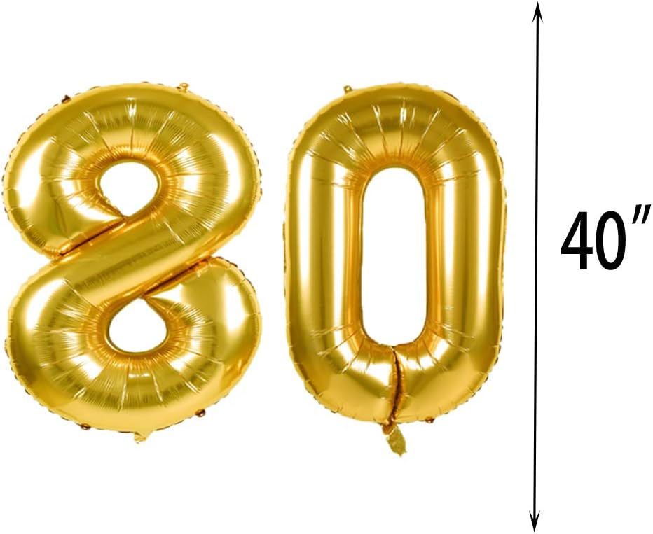 80th Birthday Decorations Party Supplies,80th Birthday Balloons Gold ...