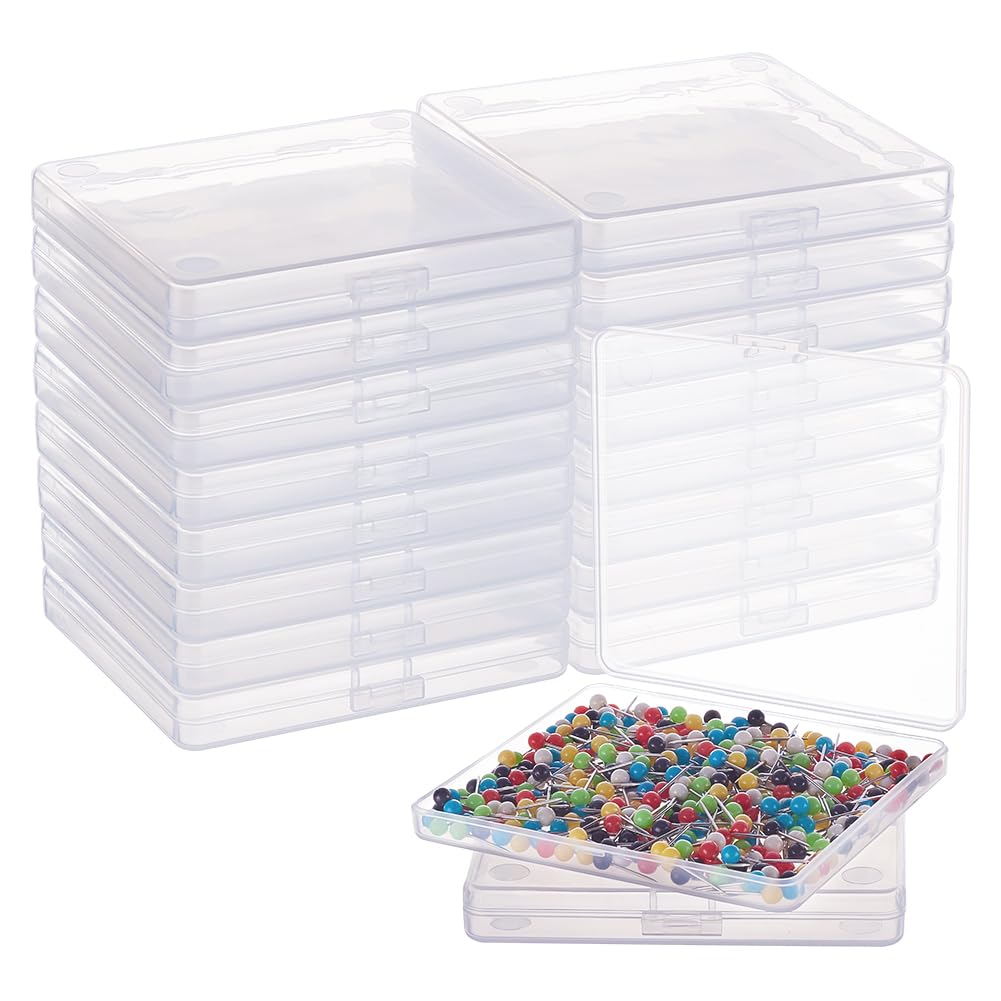 BENECREAT 18 Pack Rectangle Clear Plastic Bead Storage Containers Box ...