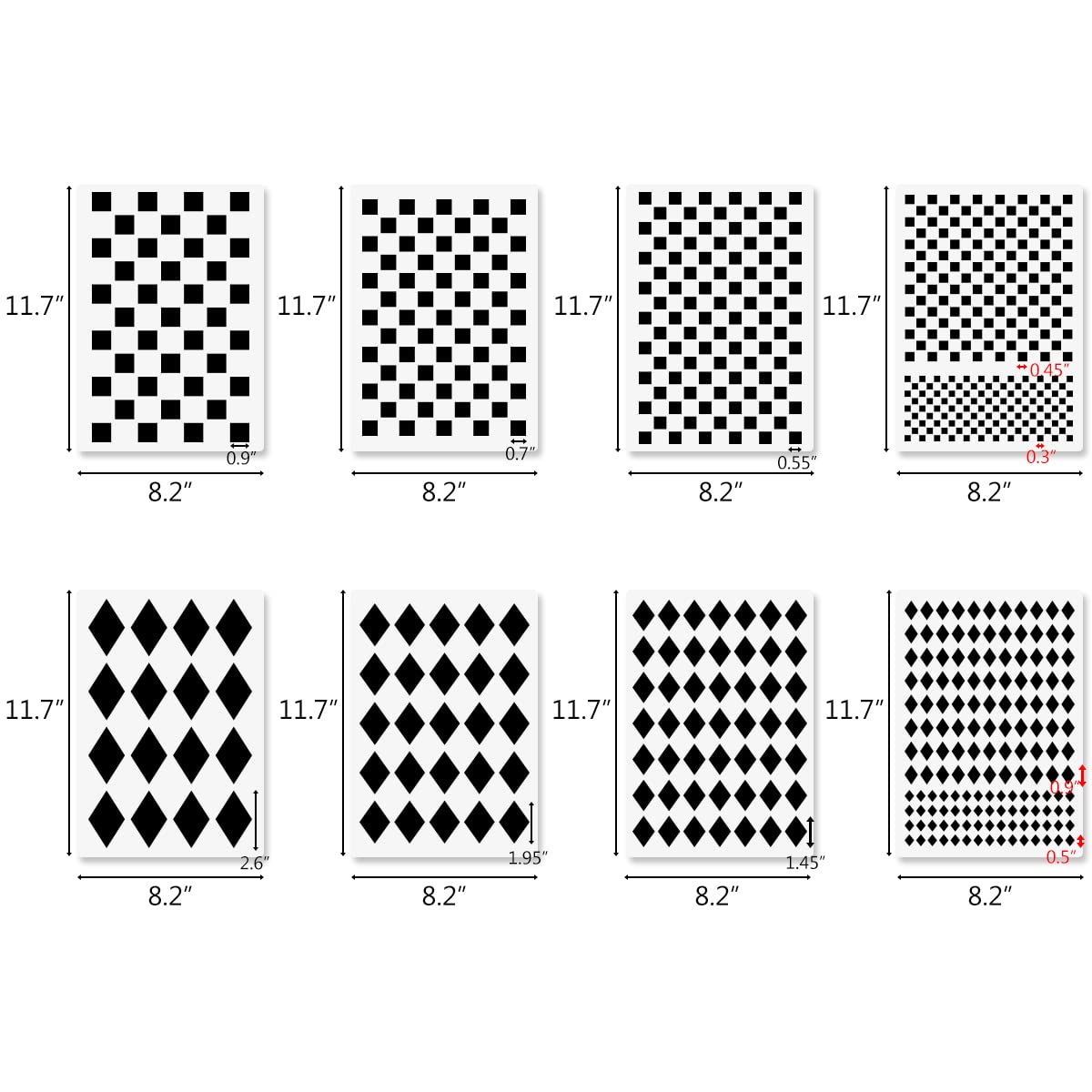 Mua 4 Pcs Checkerboard Stencils with 4 Pcs Harlequin Stencils, 8 Pcs ...