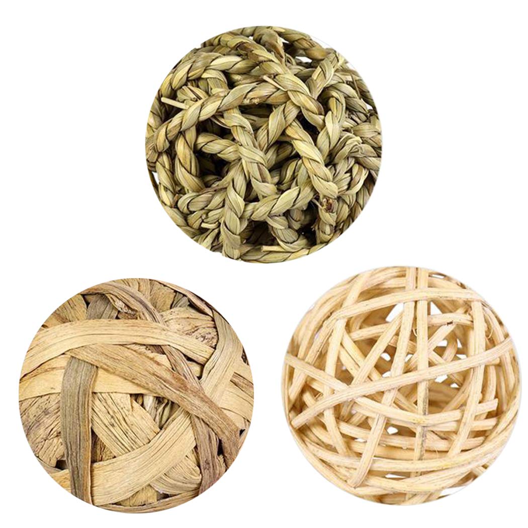 Anjetan 3PCS Rabbit Chew Ball Woven Interactive Small Animals Play Ball ...