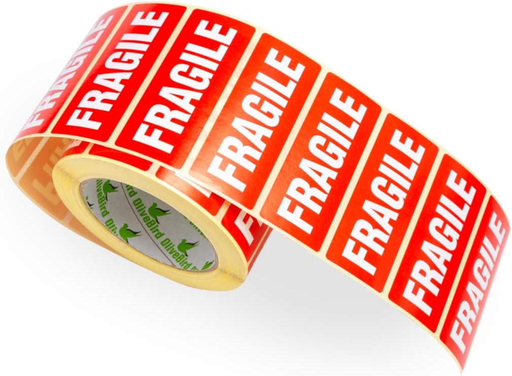 1000 Adesivi Fragile Bianchi Su 90x35mm Red/Roll Con Testo Su Etichetta ...