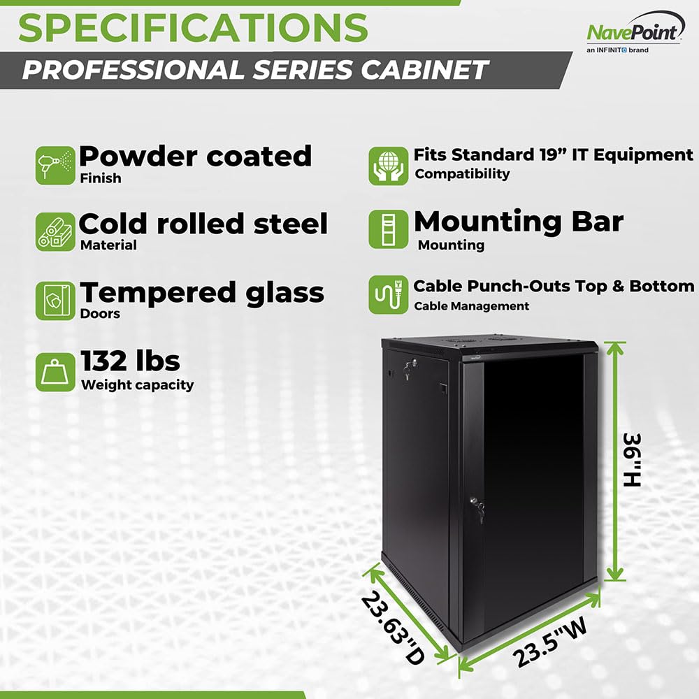 Mua 18U Server Rack Enclosure - 23.6” Deep, 18U Wall Mount Network ...
