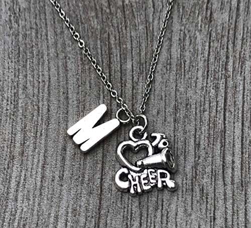 Amazon.com: Personalized Cheer Necklace with Initial Charm, Girls ...