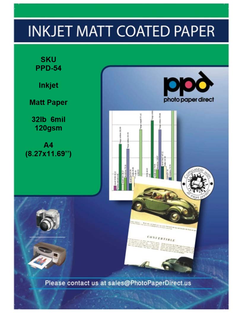 PPD Inkjet Matt Coated Photo Quality Paper A4 120gsm x 100 sheets Buy 1 ...