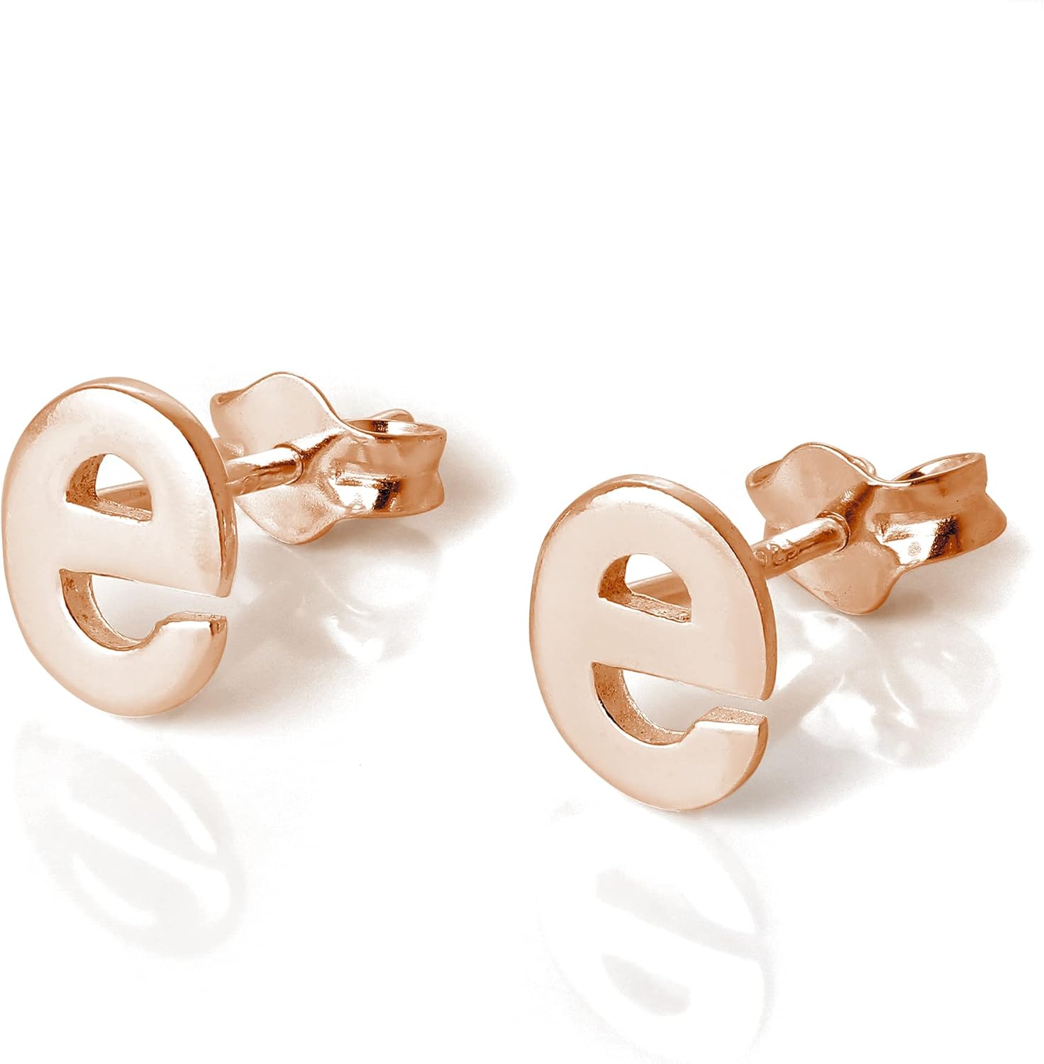 Rose Gold Plated Sterling Silver Letter E Stud Earrings : Amazon.co.uk ...