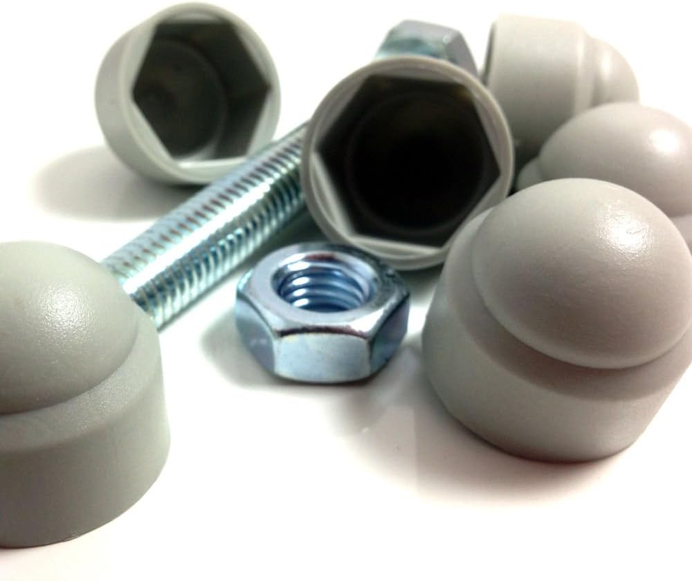 Pack of 10, M6 Grey Plastic Nut and Bolt Protective Cover Caps: Amazon ...
