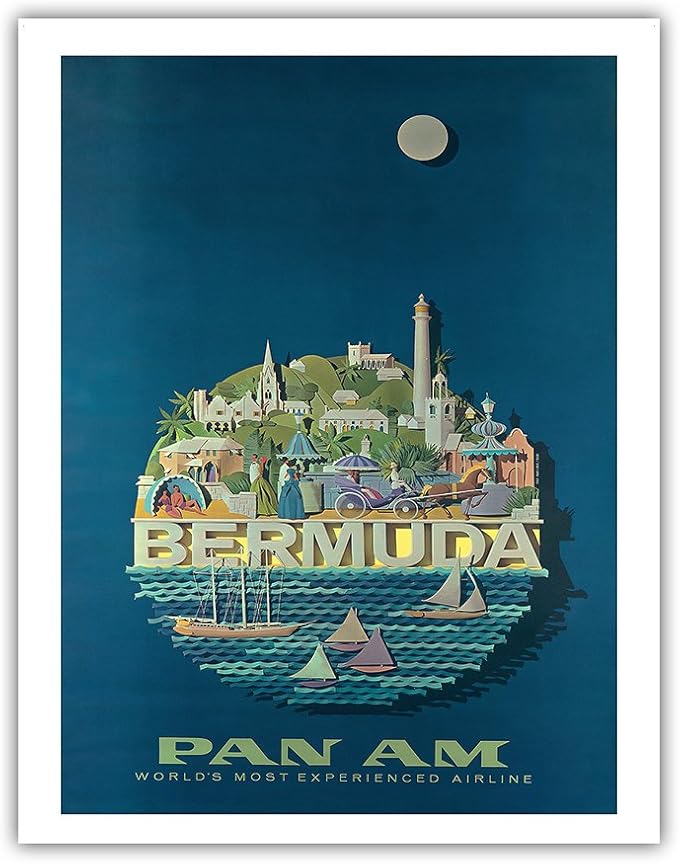 Amazon.com: Bermuda - Pan American Airlines PAN AM - Vintage Airline ...