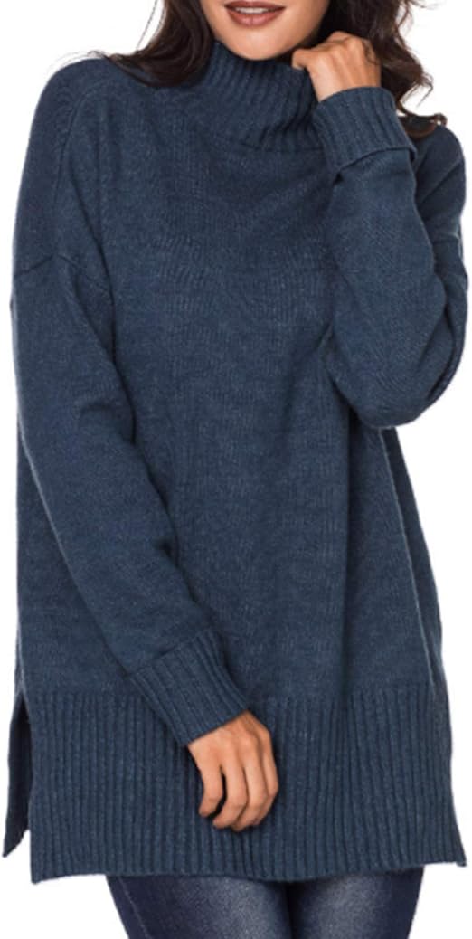 newrong Damen Rollkragen Loose Fit Jumper Strick Pulli Oversize: Amazon ...