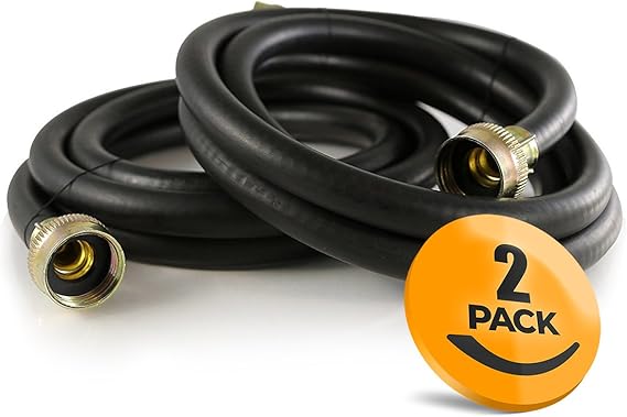 2-Pack Rubber Washing Machine Hoses 6ft Long - Hot and Cold Water ...