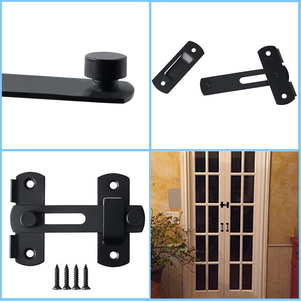 Stainless Steel Matte Black Door Lock Slide Door Holder Flip Latch ...