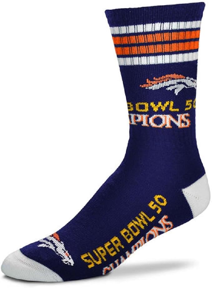 Amazon.com : NFL 4 Stripe Deuce Crew Socks-Denver Broncos Super Bowl 50 ...