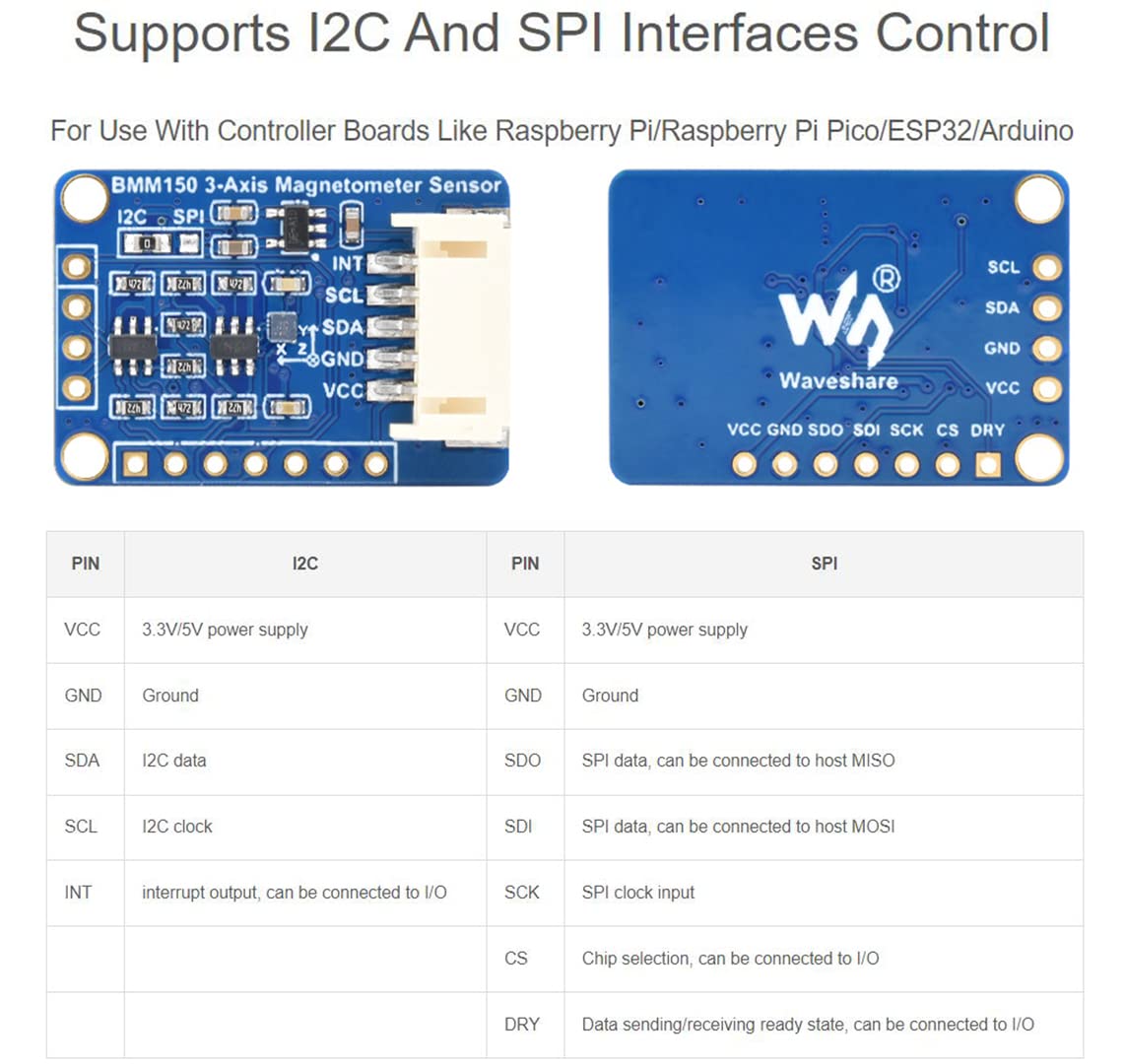 Mua waveshare BMM150 3-axis Magnetometer Sensor, Digital Compass Sensor, Magnetic Field ...
