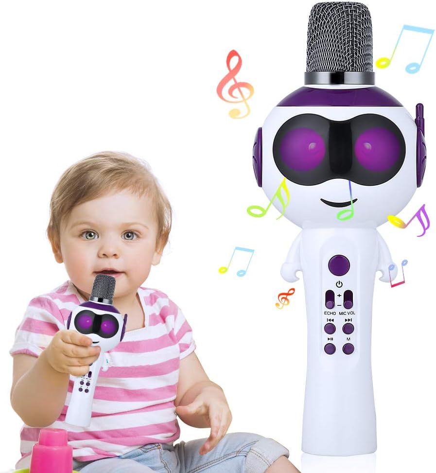 Microphone for Kids with LED Lights Variable, Mbuynow Wireless ...