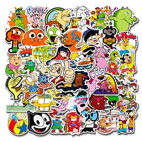 90s Cartoon Stickers| 50 PCS | Vinyl Waterproof Stickers for Laptop ...